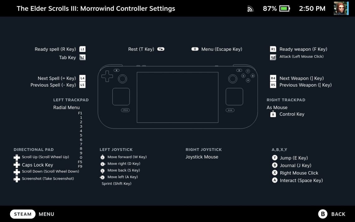 Mostly Final Configuration of Morrowind Steam Deck Buttons – Anna Plays ...